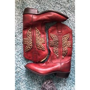 Frye | Shoes | Frye Billy Hammered Stud Burn Red Leather Boots | Poshmark